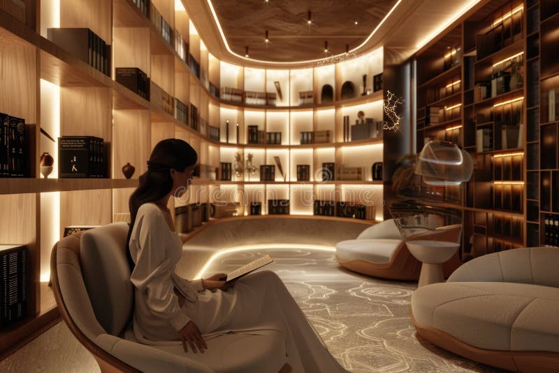 Tranquil Library with Humans and AI Engrossed in Learning AIG60 Stock ...