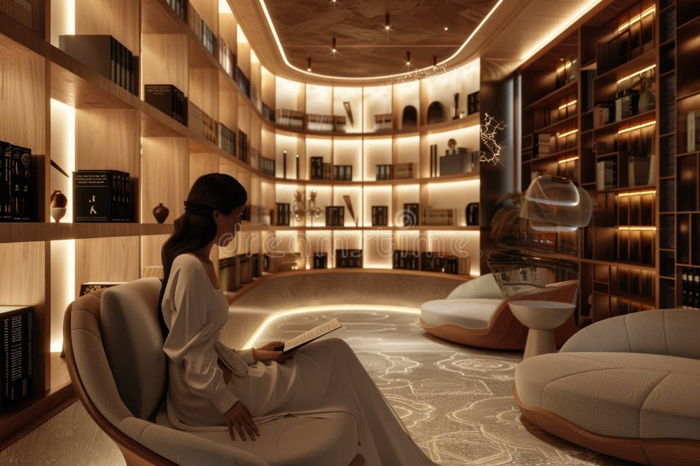 Tranquil Library with Humans and AI Engrossed in Learning AIG60 Stock Image - Image of study ...