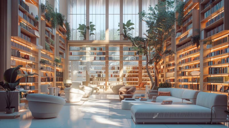 Tranquil Library with Humans and AI Engrossed in Learning AIG60 Stock Photo - Image of ...