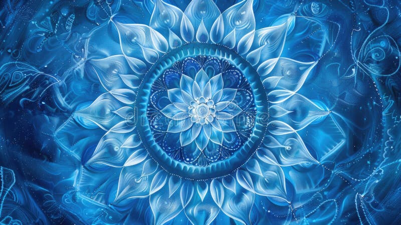 Tranquil Mandala Art in Cool Blue Tones for Mindfulness, Concentration ...