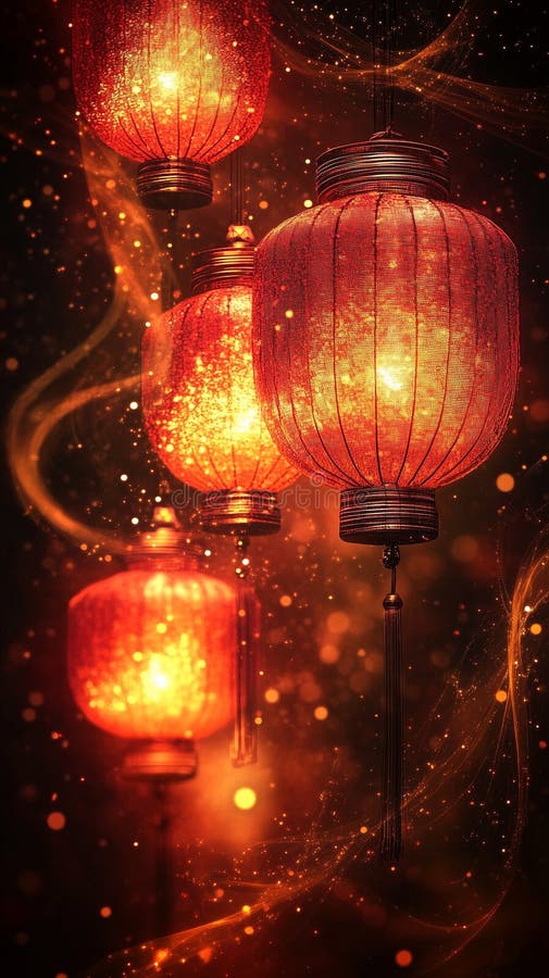 Tranquil Minimalism: Illuminating Red Lanterns Against a Subtle ...