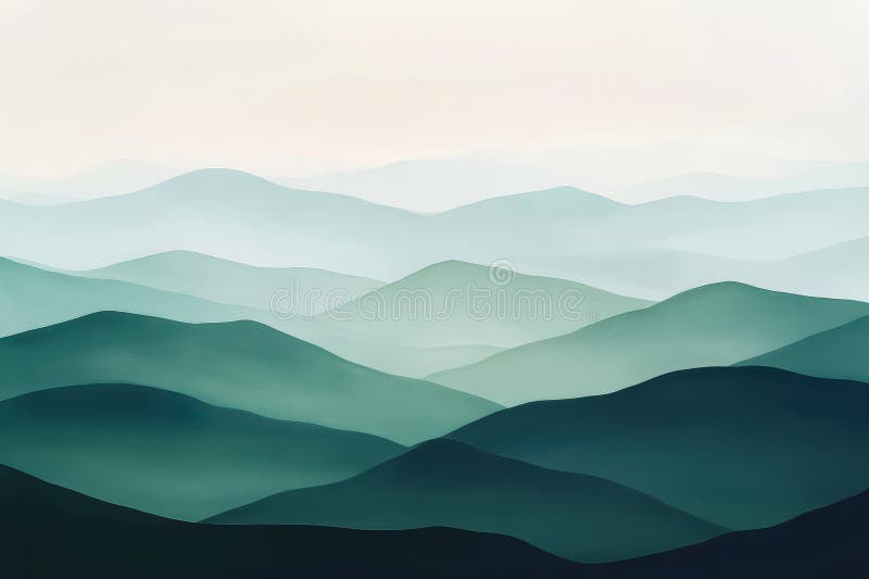 Tranquil Misty Mountains with Soft Gradients and Layered Horizon Stock ...