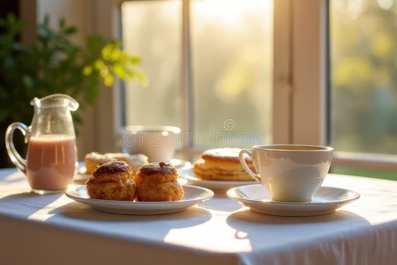 Tranquil Moments at Tea Time Stock Illustration - Illustration of ...