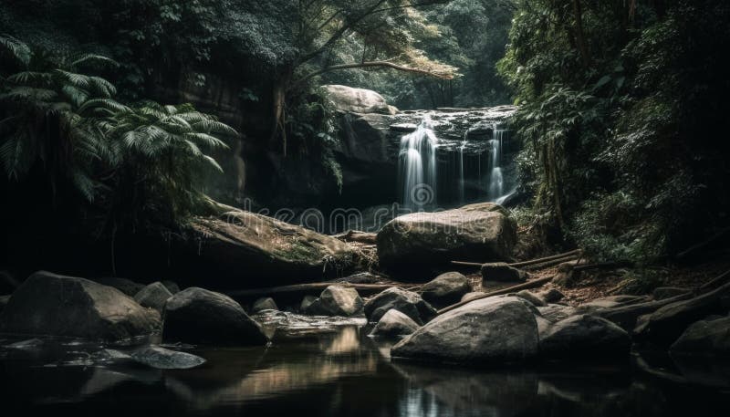 Tranquil Motion of Flowing Water in Ravine Generated by AI Stock Photo ...