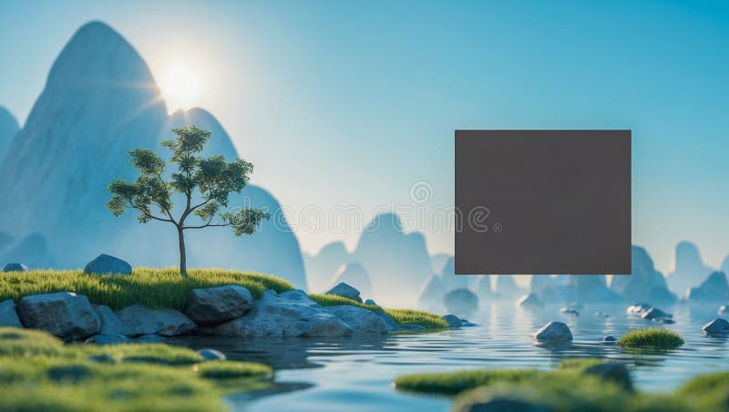 Tranquil Nature Scene with 2025 Wellness Concept Stock Illustration ...