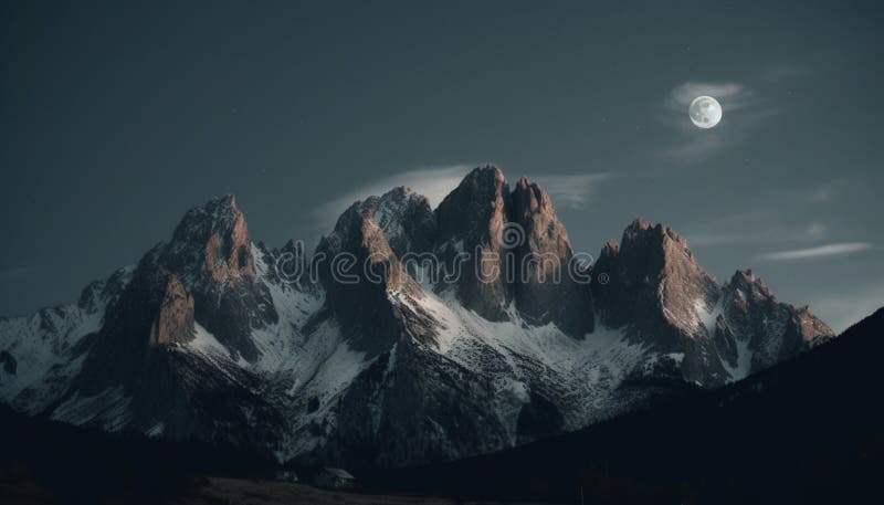 Tranquil Night Hike Reveals Majestic Mountain Peak in Illuminated ...