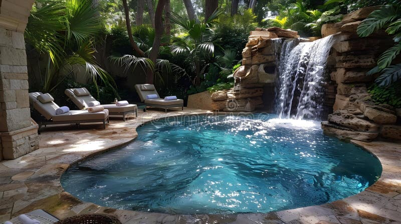 Tranquil Oasis: Serene Waterfall and Pool. Concept Serene Waterfall ...