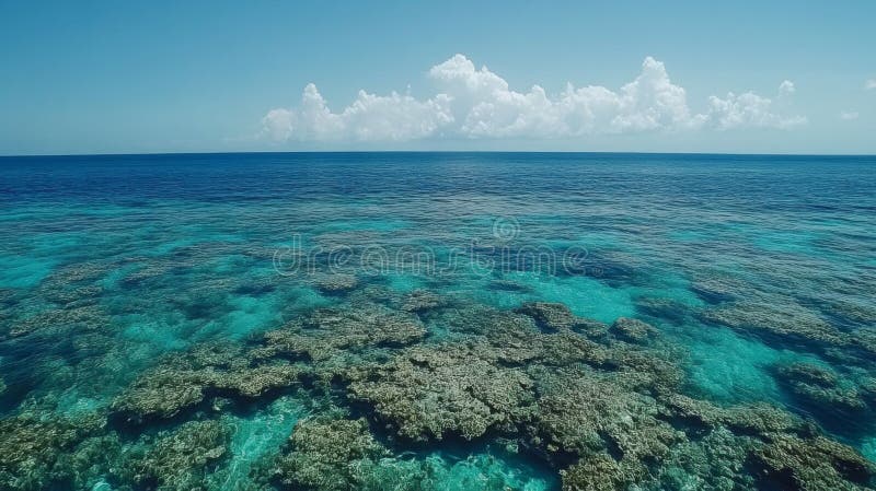 Tranquil Ocean Scene with Visible Coral Reef Stock Illustration ...