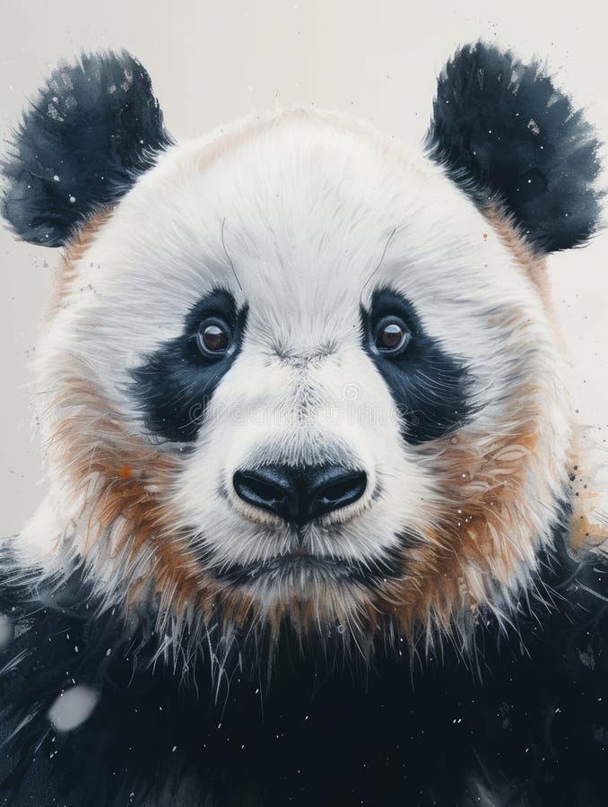 Tranquil Panda Bear in Watercolor Generative AI Stock Illustration ...