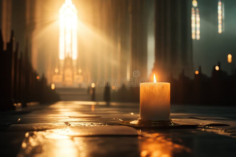 Tranquil Paschal Candle Illumination in Majestic Cathedral Setting for ...