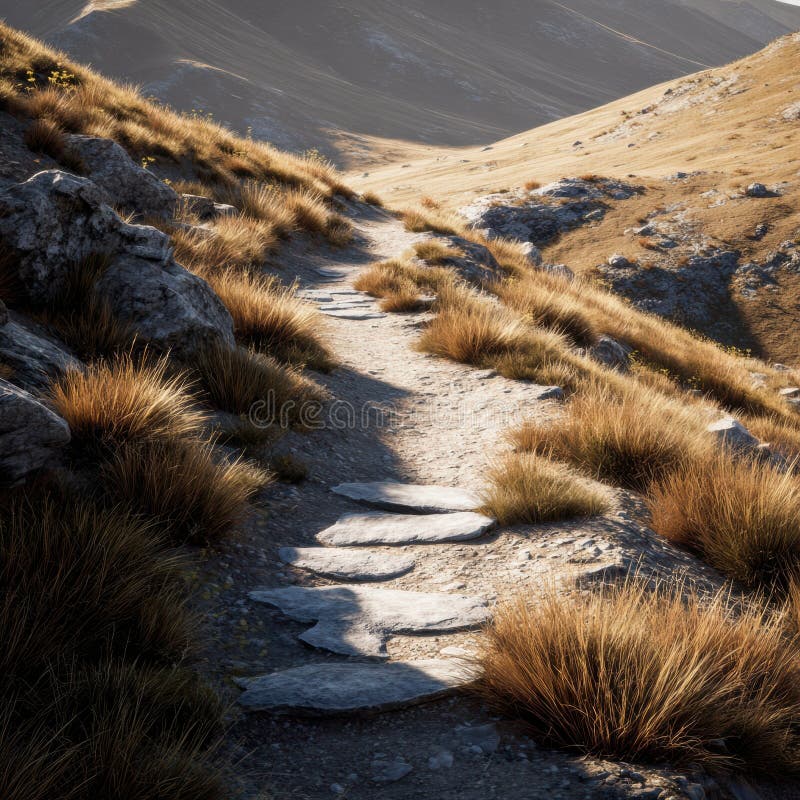 Mountain Pathway in Natural Landscape Stock Illustration - Illustration ...