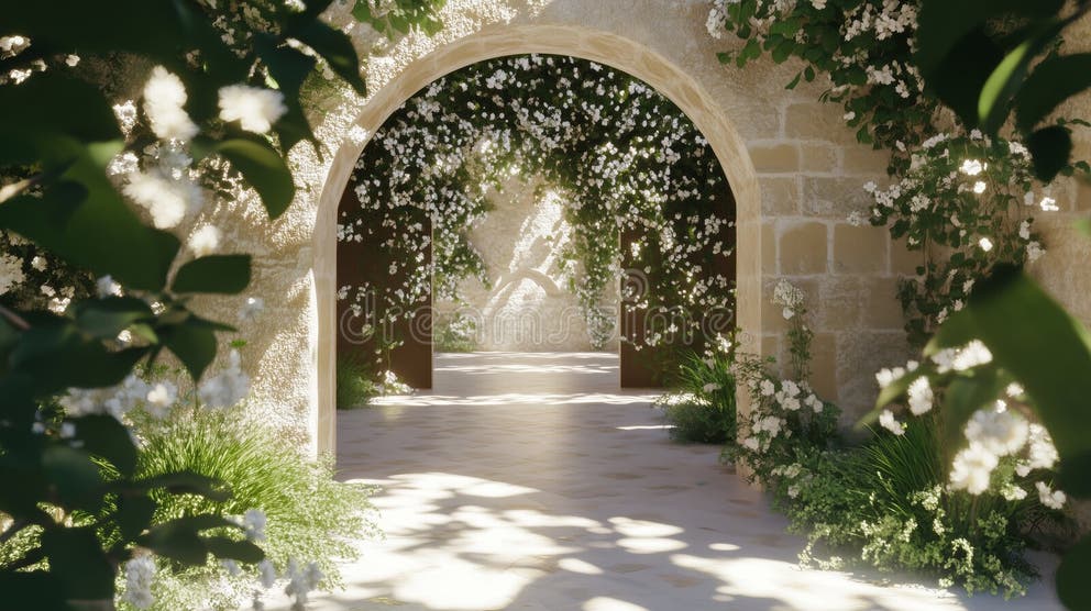 Tranquil Pathway through an Enchanted Historic Courtyard Stock Image ...