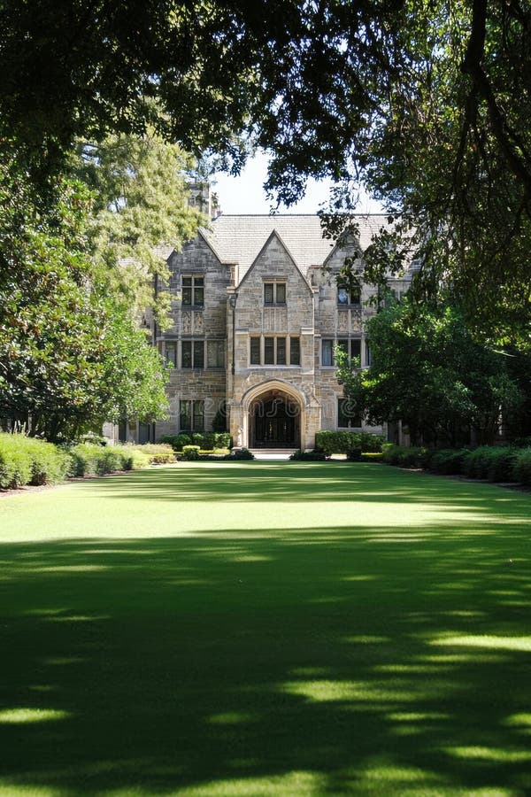 Tranquil Pathway Leading To Historical University Campus Building ...