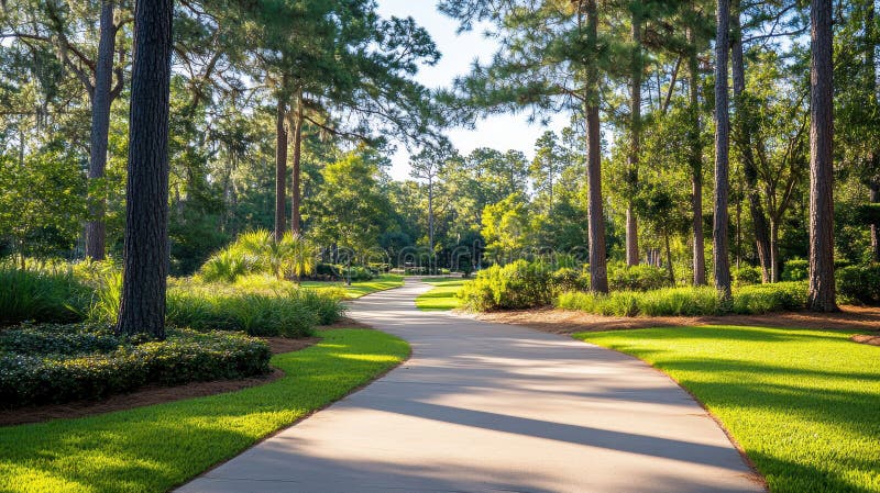 A Tranquil Pathway Meandering through Lush Greenery and Tall Trees ...