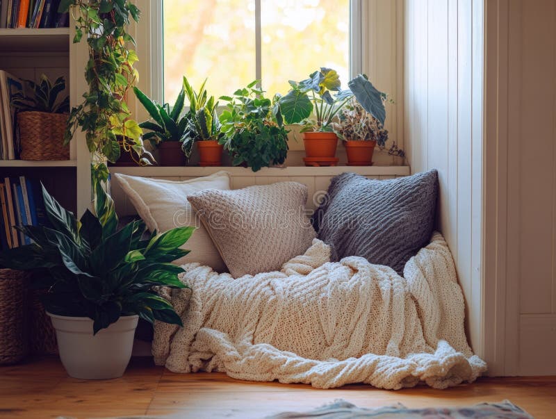 Relaxing Reading Nook stock image. Image of decorative - 364387215