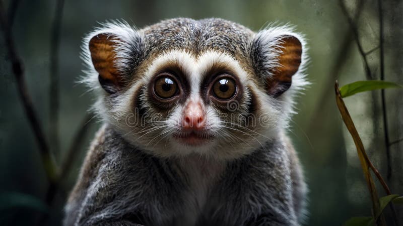 Tranquil Reflections: a Portrait of the Gray Slender Loris Stock ...