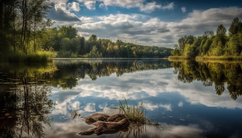 Tranquil Reflections on the Water Edge Generated by AI Stock ...