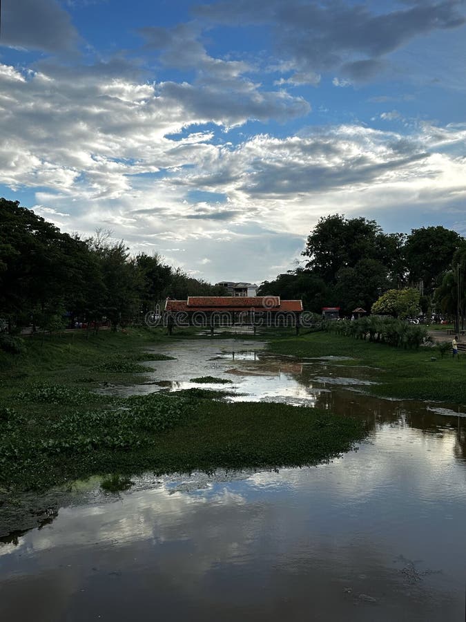 Tranquil Riverside Reflection (Siem Reap, Cambodia) Stock Image - Image ...