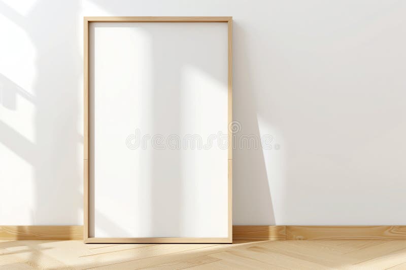 Tranquil Room Showcase with an Empty Rectangular Frame and a Rustic ...