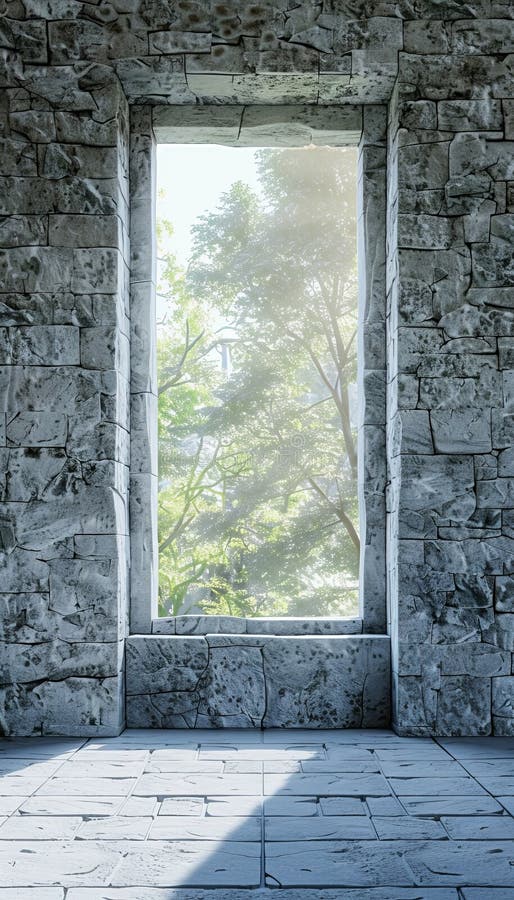 Tranquil Room with Sturdy Stone Walls an External View Highlighting ...