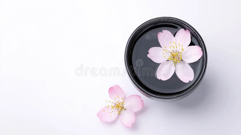 Tranquil Sakura Tea in Ceramic Cup with Cherry Blossoms for Relaxation ...