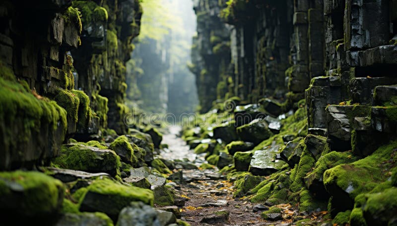 Tranquil Scene Ancient Forest, Mysterious Ravine, Fresh Water, Green ...