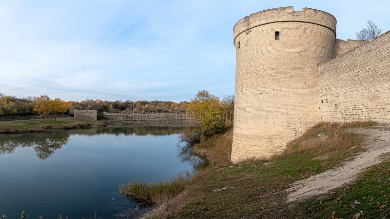 The Tranquil Scene Features Surada Castle Reflected in Still Water ...