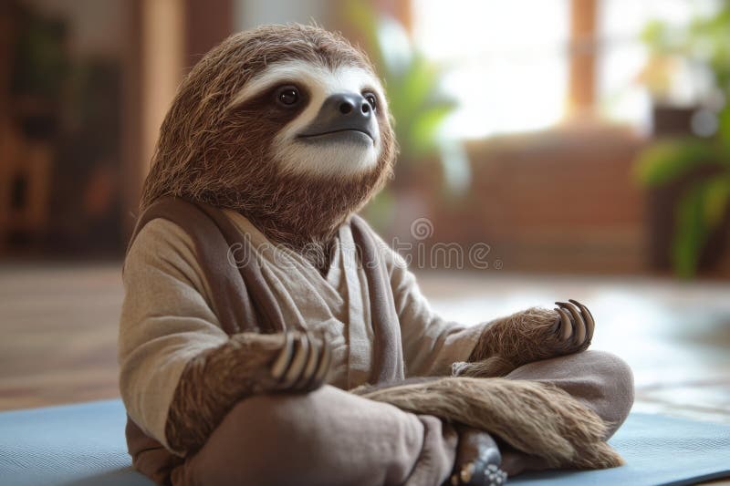 Sloth Yoga Instructor in Serenity Stock Illustration - Illustration of ...