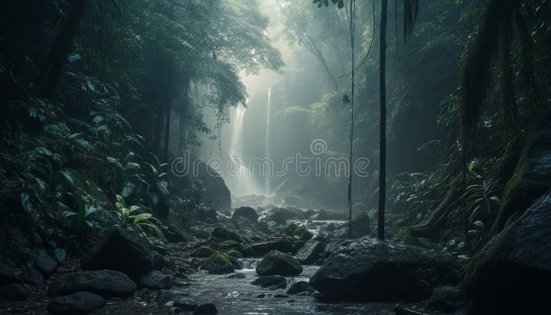 Tranquil Scene of Flowing Water in Autumn Forest Ravine Mystery ...