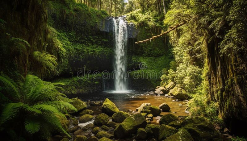 Tranquil Scene of Flowing Water in Forest Generated by AI Stock Image ...