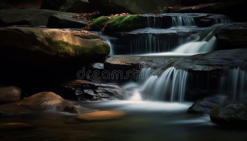 Tranquil Scene of Flowing Water in Majestic Tropical Rainforest ...