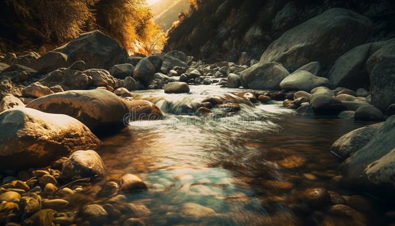 Tranquil Scene of Flowing Water in Nature Generated by AI Stock Image ...