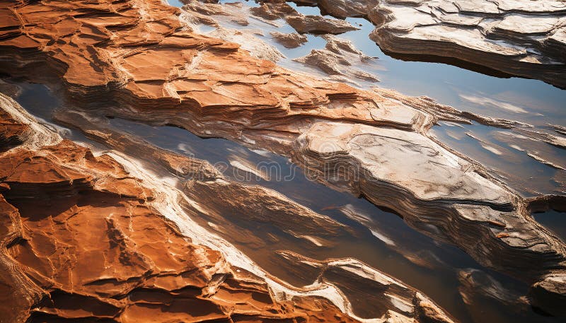 Tranquil Scene Flowing Water Ripples Over Eroded Rock Formation ...