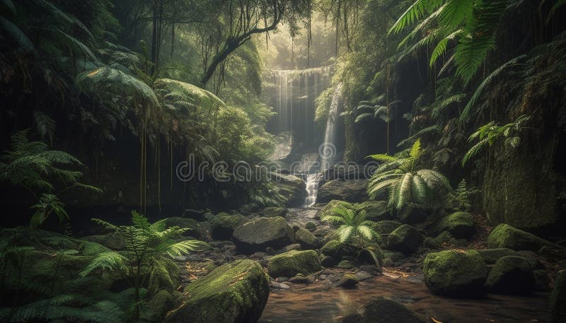 Tranquil Scene Freshness of Green Color, Falling Water, and Mystery ...
