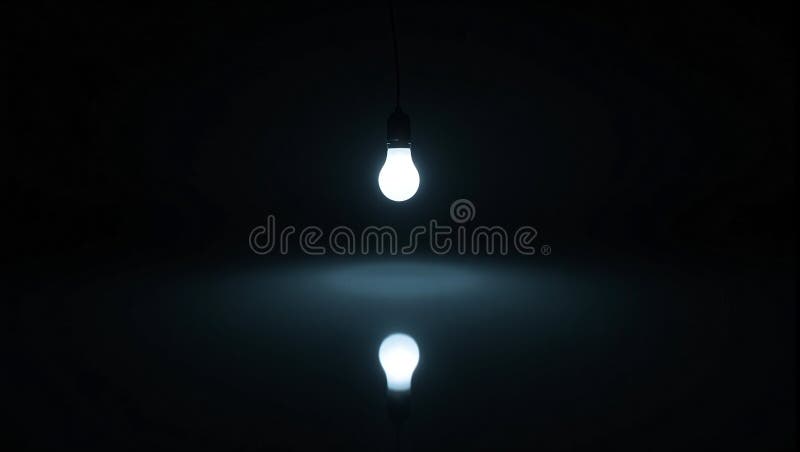 Tranquil Scene of a Hanging Light Bulb Over a Still Pool Casting a ...