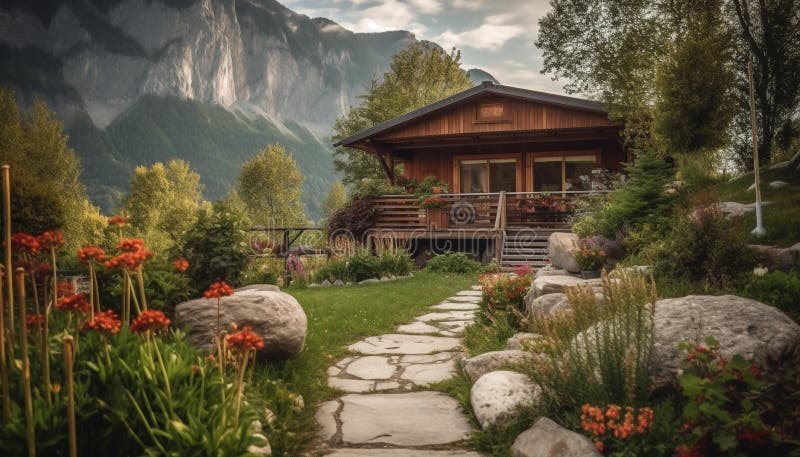 A Tranquil Scene of an Idyllic Mountain Hut in Autumn Generated by AI ... A Tranquil Scene of an Idyllic Mountain Hut in Autumn Generated by AI ...
