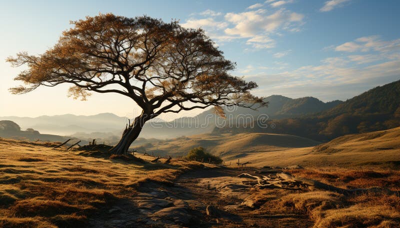 Tranquil Scene of Mountain Peak in Autumn Generated by AI Stock ...