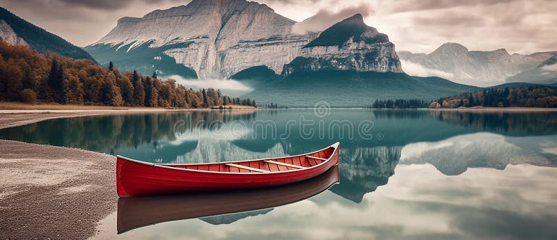 Tranquil Scene of Mountain Reflection in Alberta Generated by AI Stock ...