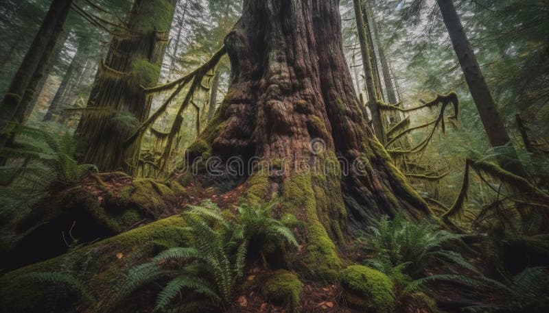 Tranquil Scene of Old Growth Forest in Temperate Rainforest Generated ...