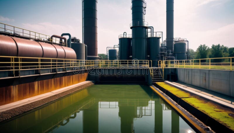 Serene Industrial Pond Reflection Stock Photo - Image of nature, peace ...