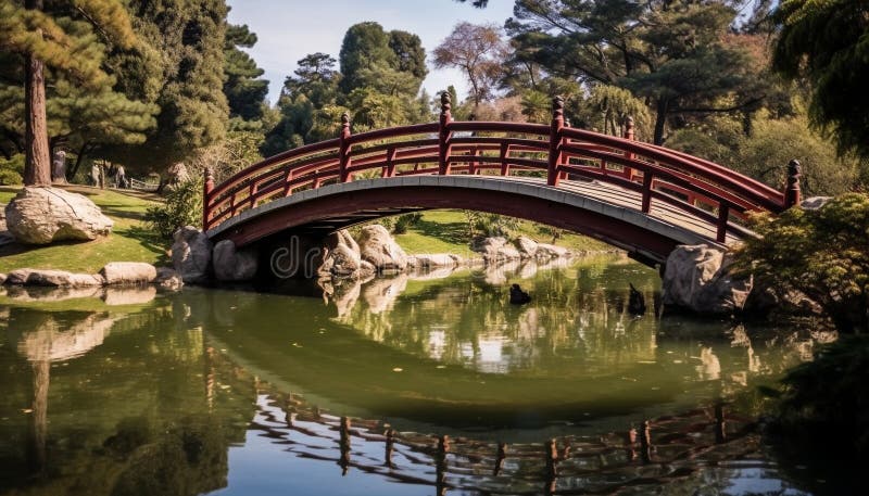 Tranquil Scene of Reflection in Man Made Pond Generated by AI Stock ...