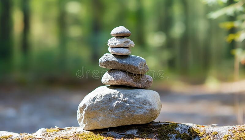 A Tranquil Scene of Stacked Stones in Nature Generated by AI Stock ...