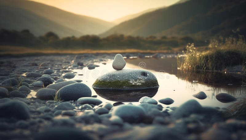 Tranquil Scene of Stacked Stones in Water Generated by AI Stock Image ...