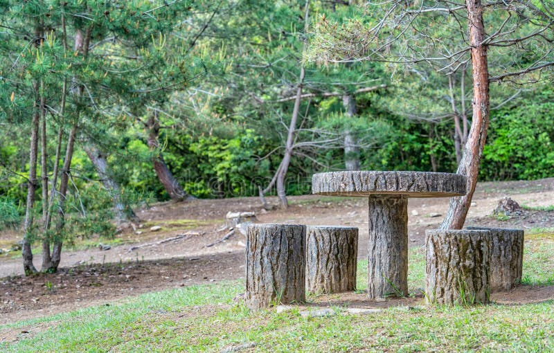 Tranquil Scene with a Table and Chairs in Arashiyama Park, Japan Stock ...