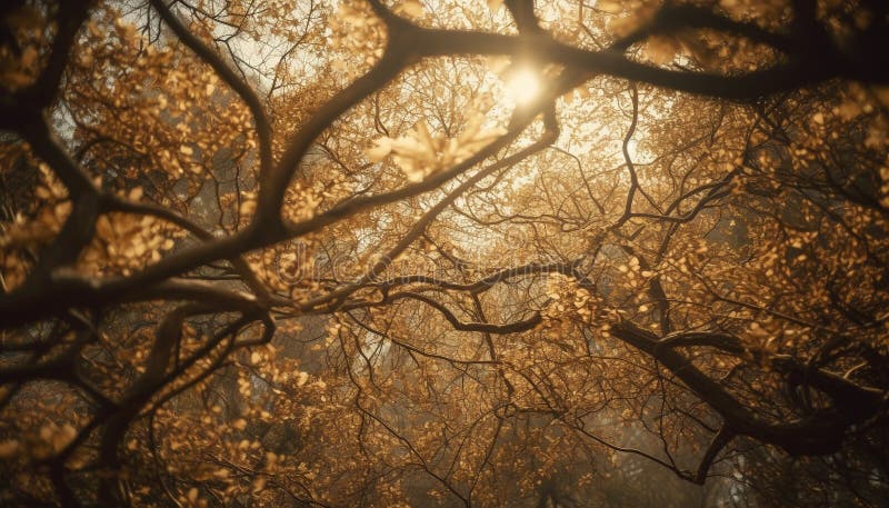 Tranquil Scene Tree Branch in Autumn Forest Generated by AI Stock ...