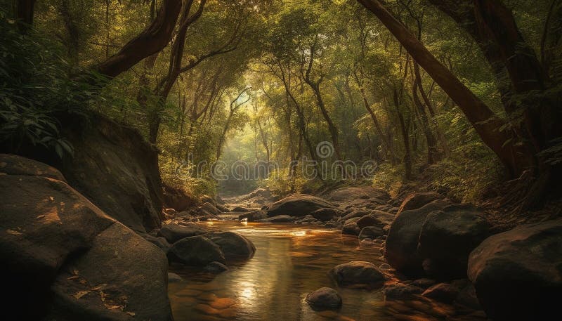 Tranquil Scene of a Tropical Rainforest Adventure Generated by AI Stock ...