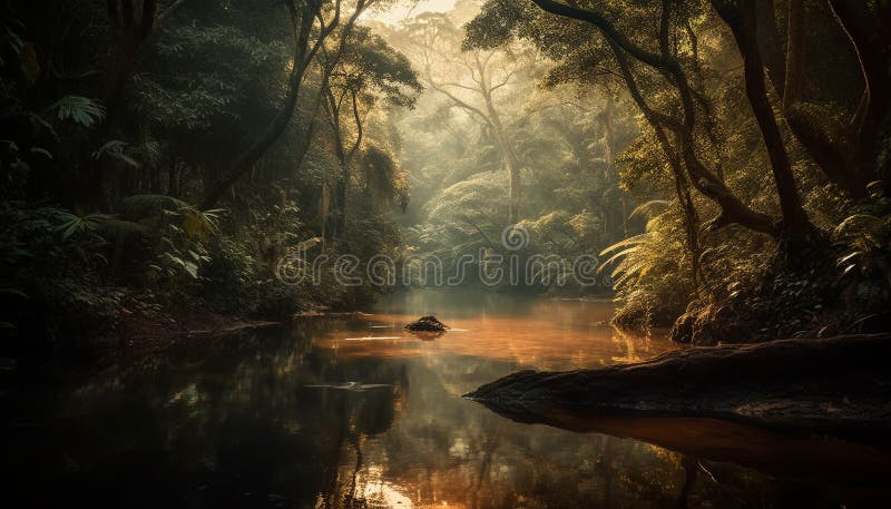 Tranquil Scene of a Tropical Rainforest Generated by AI Stock Image ...