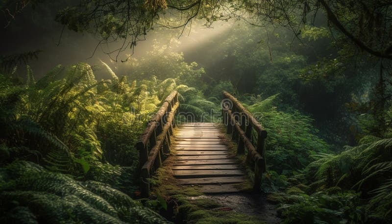 Tranquil Scene in Tropical Rainforest, Mysterious Beauty Generated by ...