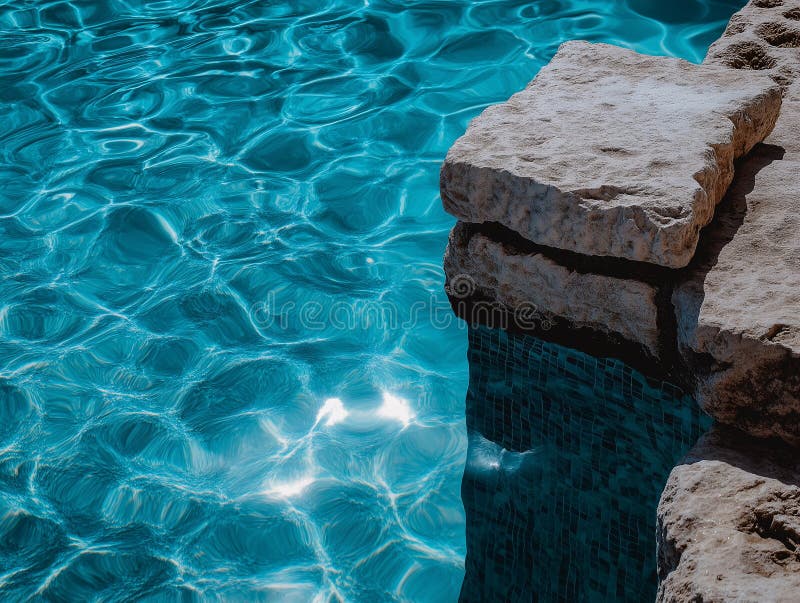 Aquatic Tranquility: Azure Waters Meet Stone Embrace. Serene Poolside ...