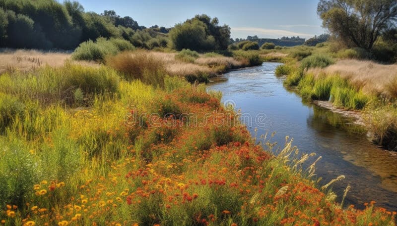 Tranquil Scene of Vibrant Colors in Nature Generated by AI Stock Image ...